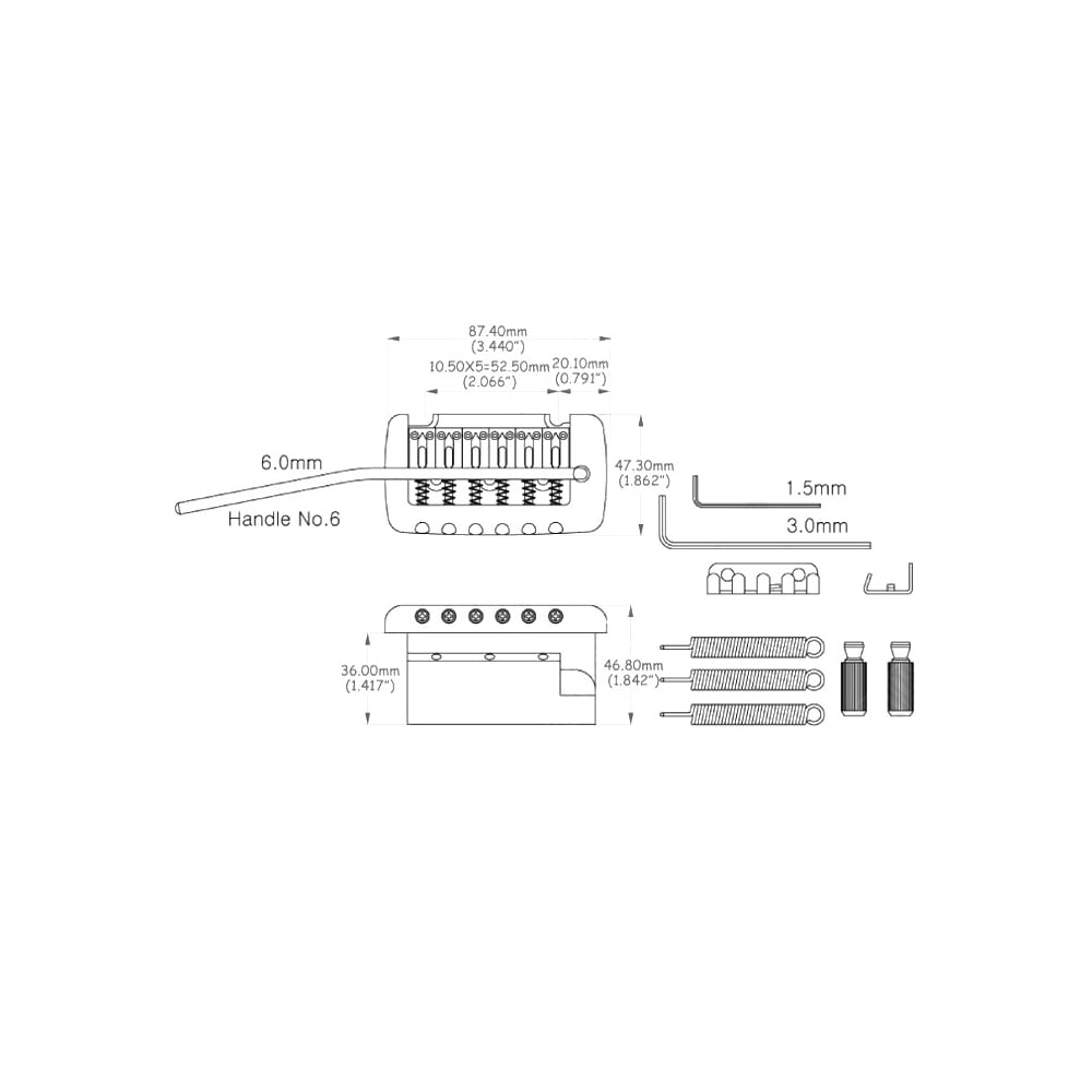Deluxe Fulcrum Tremolo Unit with tremolo arm, mounting hardware and al ...